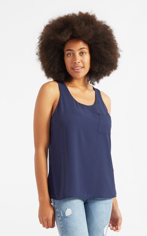 Shop our CDC Pocket Detail Racer Tank in Navy | Pagani