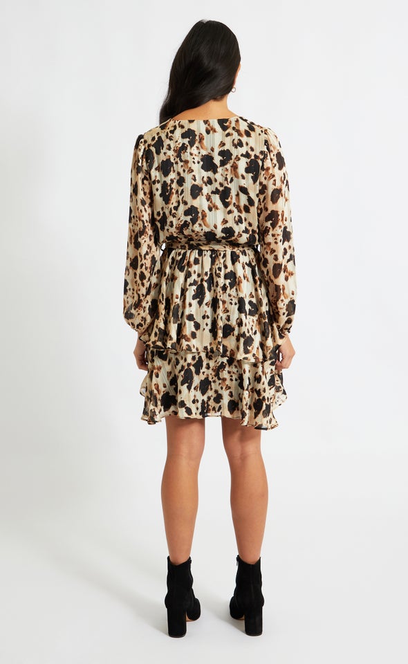 Chiffon Leopard Print Wrap Dress Pagani