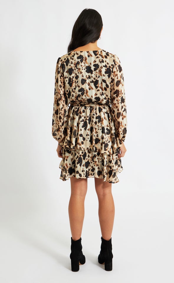 Chiffon Leopard Print Wrap Dress Pagani