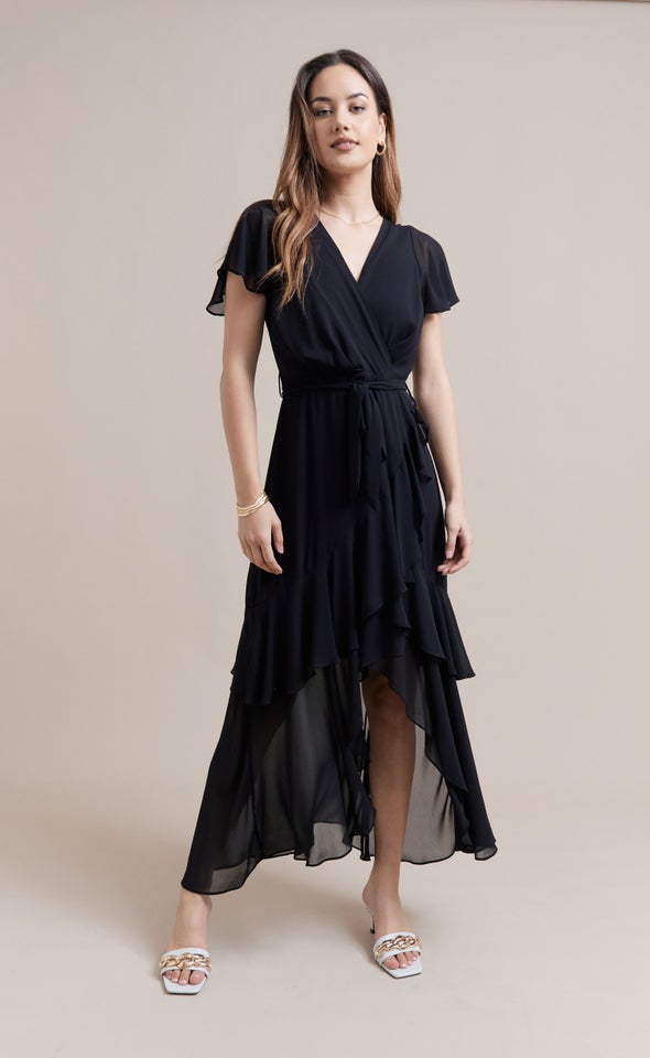 Chiffon Tier Ruffle Wrap Maxi | Pagani