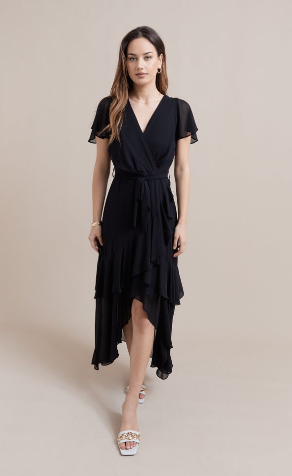 Chiffon Tier Ruffle Wrap Maxi | Pagani