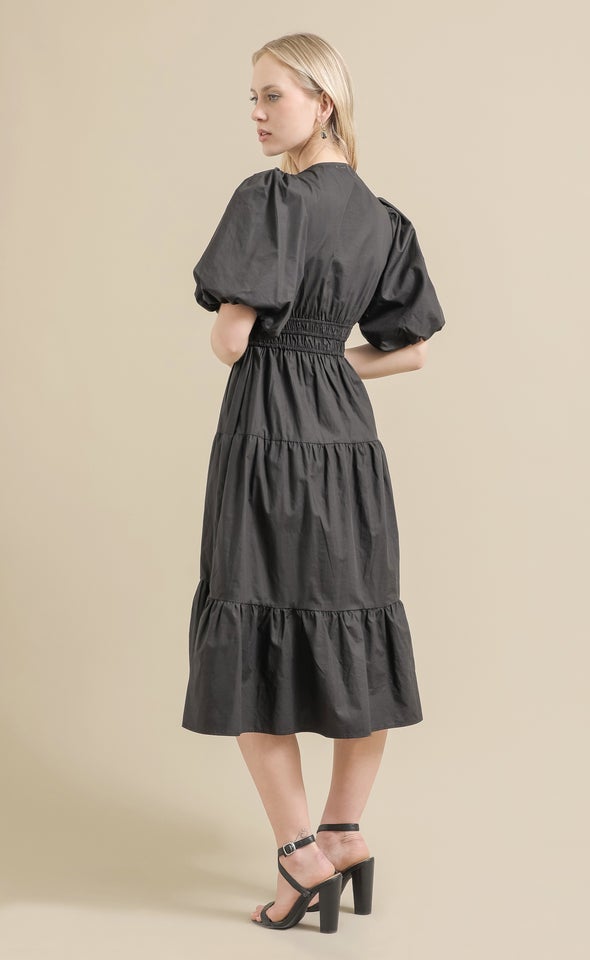 Cotton Poplin Puff Sleeve Dress Pagani