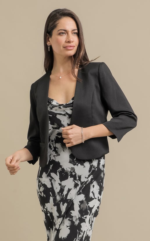 Shop our Curved Front Open Blazer in Black | Pagani