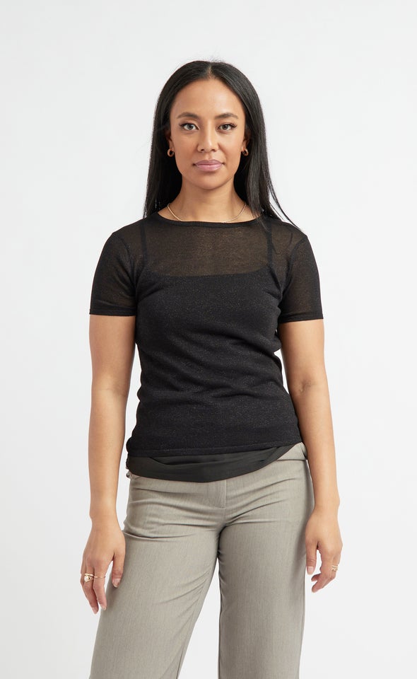 Knitwear Lurex Ss Top Pagani