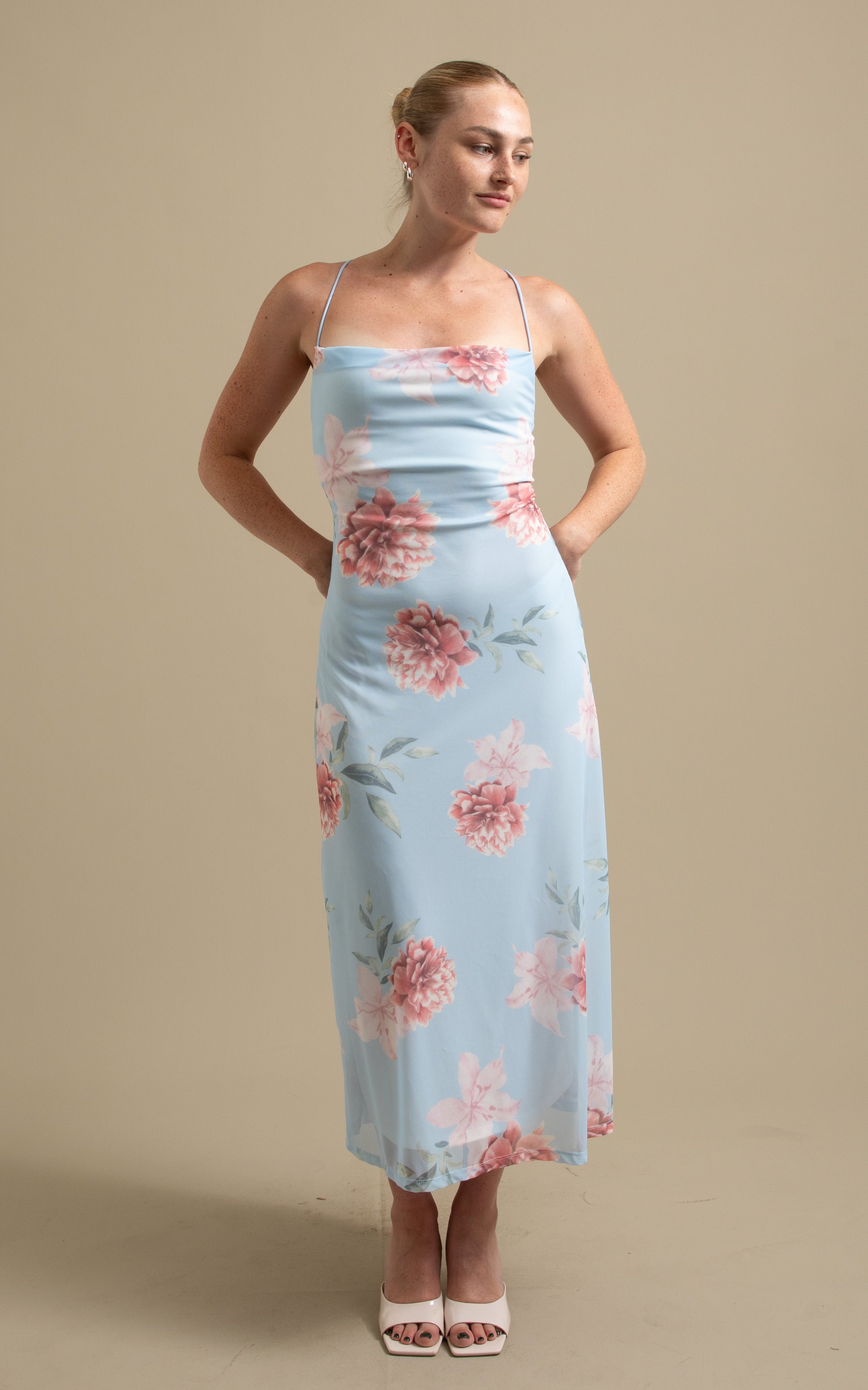 Printed Mesh Cross Back Dress | Pagani