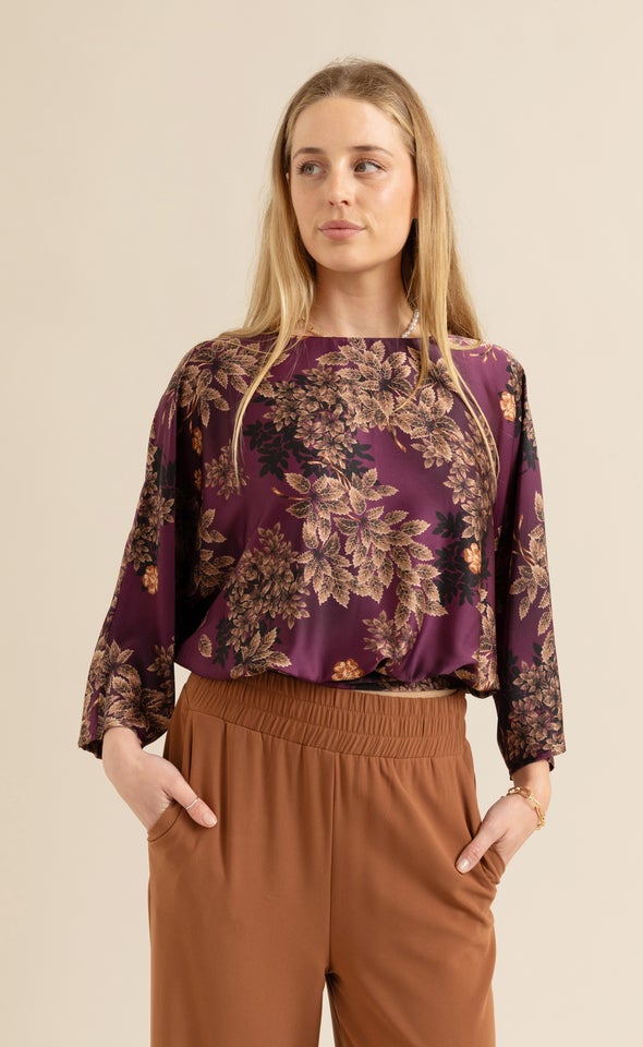 Satin Floral Batwing Top Pagani