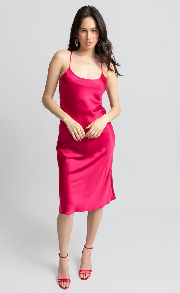 Satin Scoop Neck Midi Dress | Pagani Satin Scoop Neck Midi Dress | Pagani
