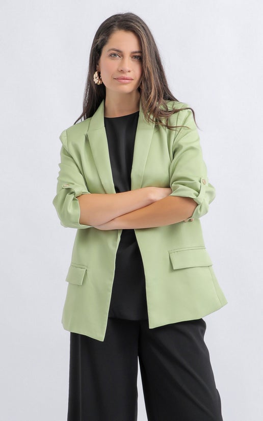 Shop our Suiting Roll Sleeve Blazer in Pistachio | Pagani